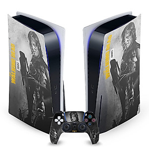 Head Case Designs Officially Licensed AMC The Walking Dead Daryl Double Exposure Daryl Dixon Graphics Vinyl Faceplate Sticker Gaming Skin Decal Cover Compatible With PS5 Disc Console & DualSense