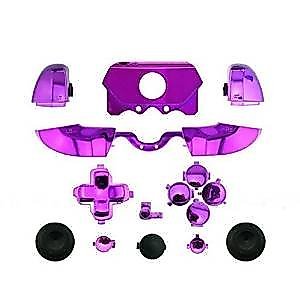 Gametown Thumbsticks Dpad Trigger Buttons Set + LB RB LT RT for Xbox One Elite Controller-Chrome Purple