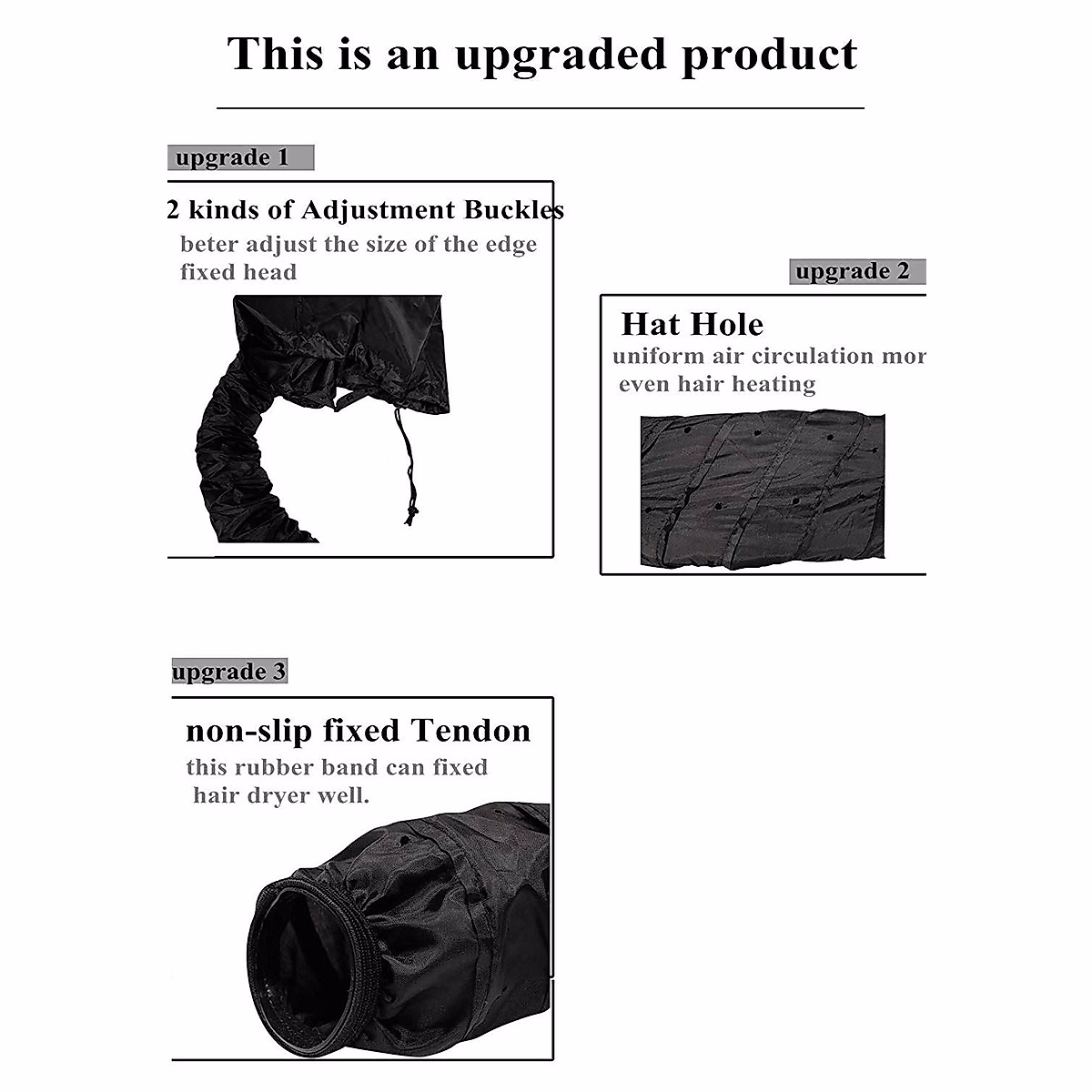 Bonnet Hood Hair Dryer Attachment - Adjustable Extra Large Dryer Bonnet System for Hand Held Hair Dryer with Stretchable Grip and Extended Hose Length (Machine Washable)