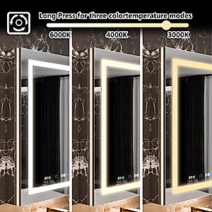 VUMALL LED Bathroom Medicine Cabinet with Mirror, 24x36 Medicine Cabinet with Lights, 10XMakeup-Mirror, Dimmable, Defogging, Recessed/Surface, Front&Backlit, Clock Temp Display, Outlets, Left Open