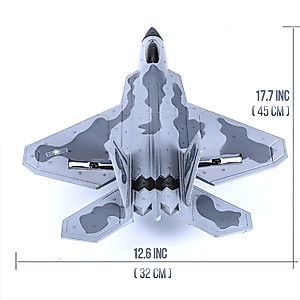 F222 CH RC Airplane, F-22 Plane Ready to Fly, 2.4GHz Remote Control, Easy to Fly RC Glider for Kids & Beginners Fighter Jet,2.4GHz 6-axis Gyro Stabilizer RTF Hobby Glider Aircraft Plane Easy to Fly