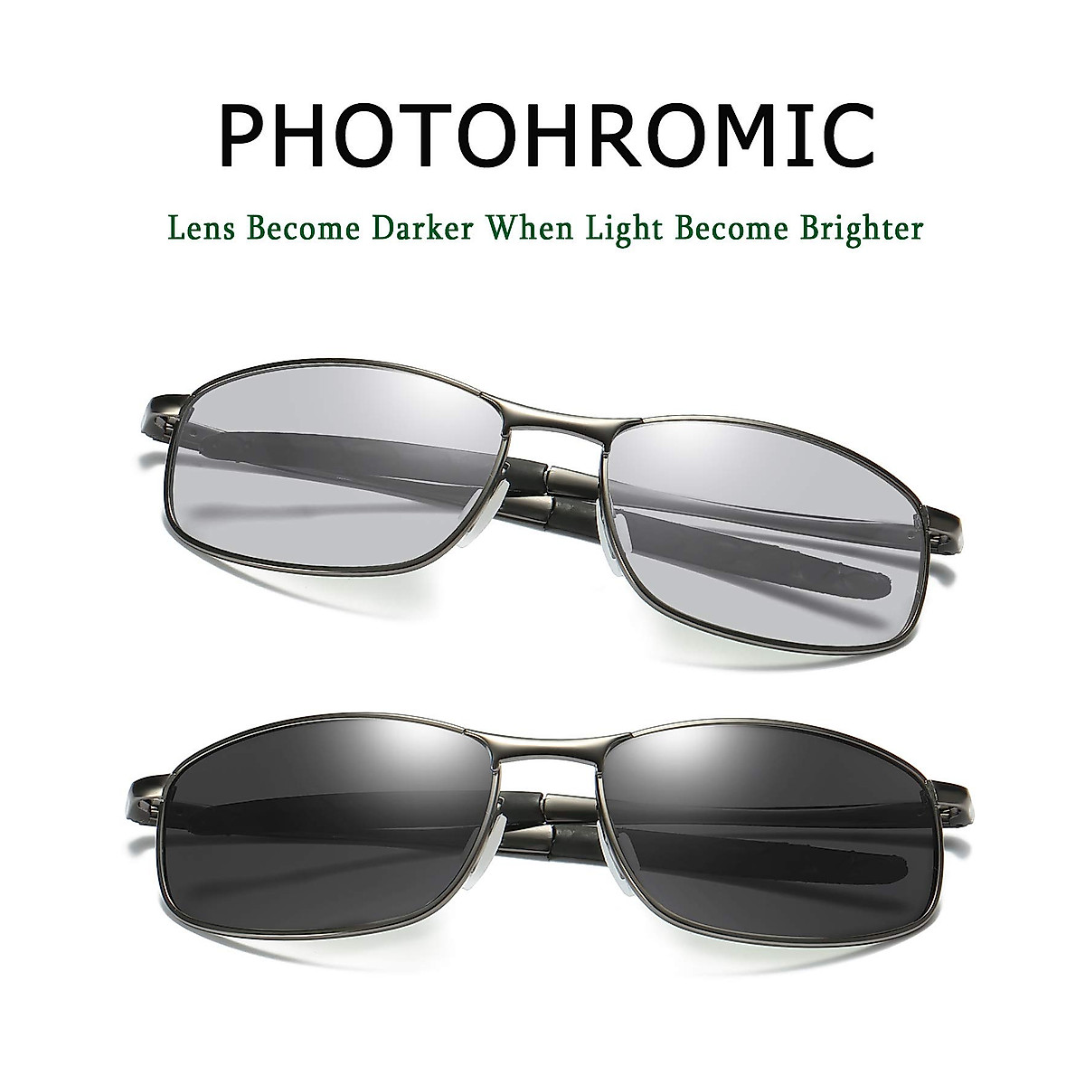 FEISEDY Classic Polarized Photochromic Sunglasses Driving Photosensitive Glasses B2444