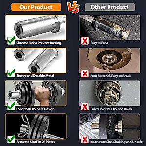 Uboway Olympic Dumbbell Handles: 20" Dumbbell Set for 2" Olympic Weight Plates, Weight Lifting Handles with 2 Pair of Spring Collars, Home Gym Accessories