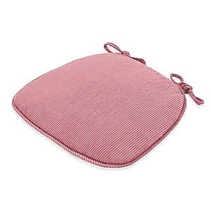 CONRUSER Chair Cushion for Dining Chairs, Non-Slip Kitchen Dining Chair Pads with Ties Corduroy Seat Cushions (Pink)