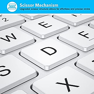 Emetok Bluetooth Keyboard for Mac [7-Colors Backlit, Aluminum Base], Ultra Slim Rechargeable Bluetooth 5.1 Keyboard [Upgraded Scissor Keys] for MacBook Air/Pro, iMac, iMac Pro, Mac Mini/Pro, Silver