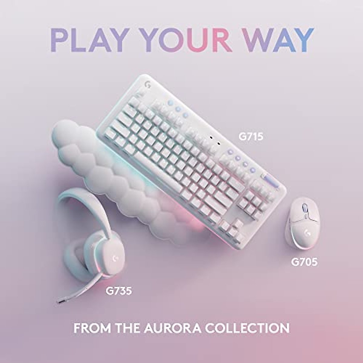 Logitech G713 Wired Mechanical Gaming Keyboard with LIGHTSYNC RGB Lighting, Tactile Switches (GX Brown), and Keyboard Palm Rest, PC and Mac Compatible - White Mist