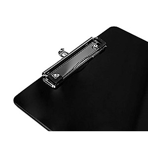 Black Plastic clipboards (Set of 6) Multipack - 12.5x9 Inch Black Clipboard with 100 Sheets Holding Capacity Low Profile Clip | Colored Acrylic Clip Boards in Bulk for Kids & Professionals