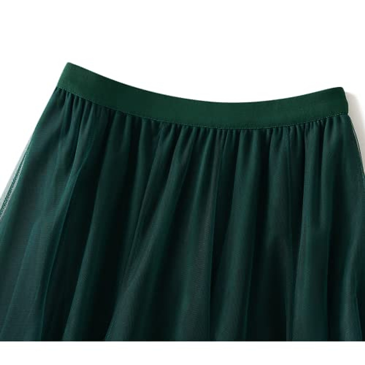 Daysskk Green Tulle Skirt for Women Midi Length Pleated Skirts for Women Long Length Womens Flowy Skirts Mesh Skirts Women's Skirt A-Line 33"