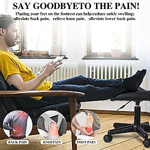 Footrest Stool on Wheels 15-20'' Height Adjustable Multi-Use Stool Gaming Foot Stool Under Desk 360°Swivel Ergonomic Foot Stool W/Lockable Wheels Work Stool for Home Offiece