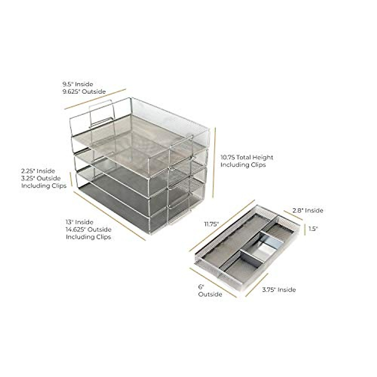 Blu Monaco Desk Organizers and Accessories Stackable Paper Tray - 4 Tier Stackable Letter Trays - Silver Metal Mesh File Holder Organizer