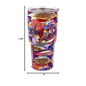Vera Bradley Large Stainless Steel Travel Cup, 28 oz Tumbler with Lid, Double Wall Insulated Tumbler, Fall For Peanuts