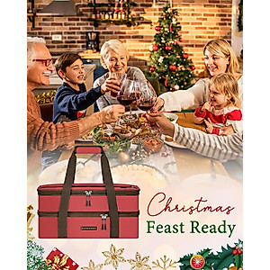 Insulated Casserole Carrier for Hot or Cold Food 9x13 - Insulated Food Container Bag Warmer with Heat-Resistant Mat for Potluck Parties Picnic Cookouts Fits 9" x 13" Casserole or Baking Dish