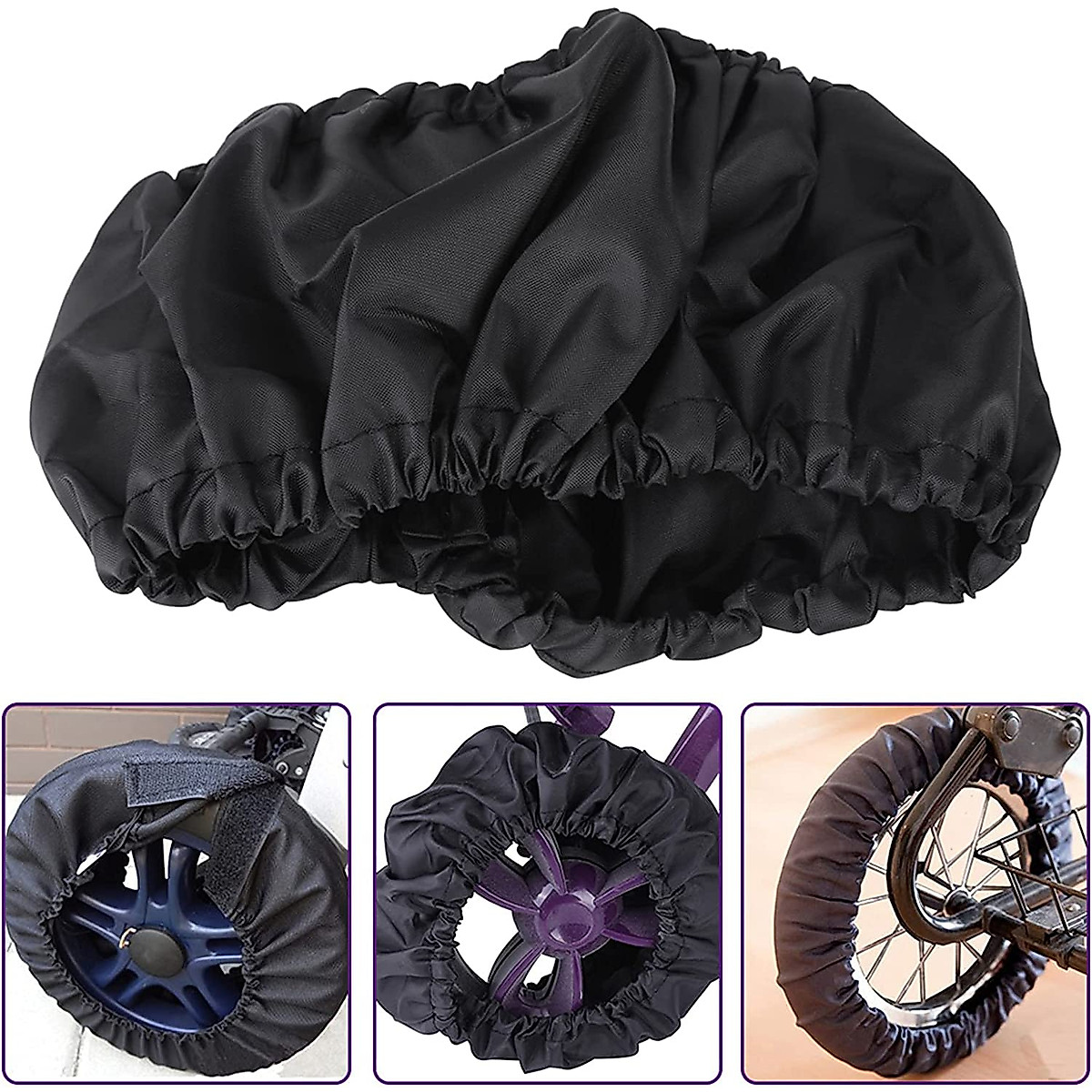 Wheelchair Cover, Baby Stroller Wheel Cover Hand Washable for Wheelchairs for Strollers for Outdoor Travel Fit for 4.7-5.5 Inch Dia Wheels