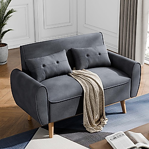 JAMFLY Sofa Set for Living Room 47'' Small Loveseat, Love Seat Couches Small Sofa Set for Small Spaces Bedroom Office Apartment (Dark Gray)