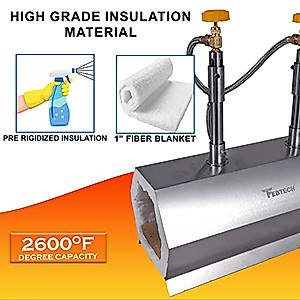 FEBTECH Portable Propane Blacksmith Forge Double Burner, 2600F Rated, for Knife making Blacksmith Farrier Bladesmith Forging Tools & Heat Treatment - Hexagonal Shape Forge