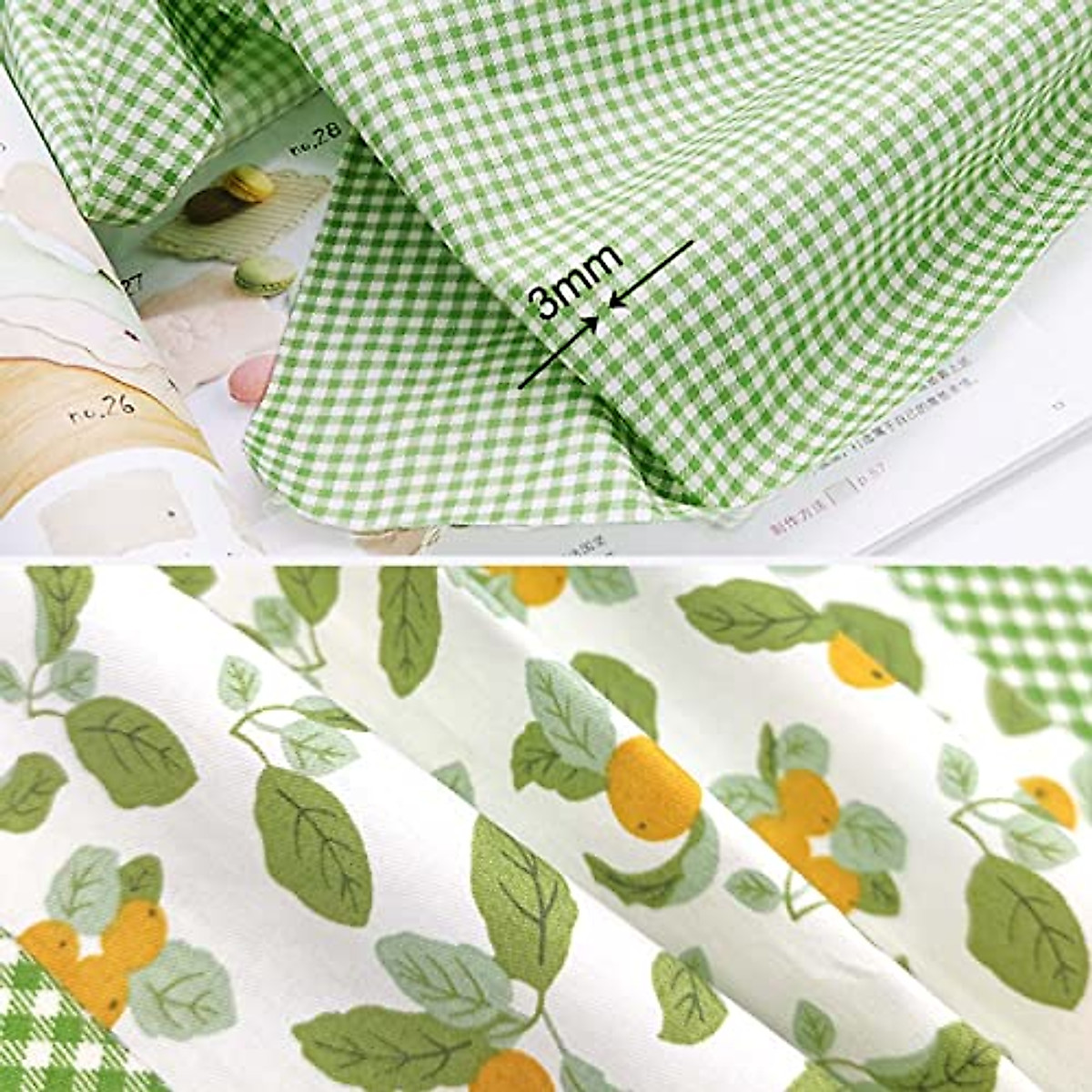 7pcs 10" X 10" Cotton Fabric Patchwork Squares Floral Fabric Fat Quarters Fabric Bundles Patchwork Fabric Quilting Fabric Bundles for DIY Crafts Cloths Handmade Accessory - Green Serie