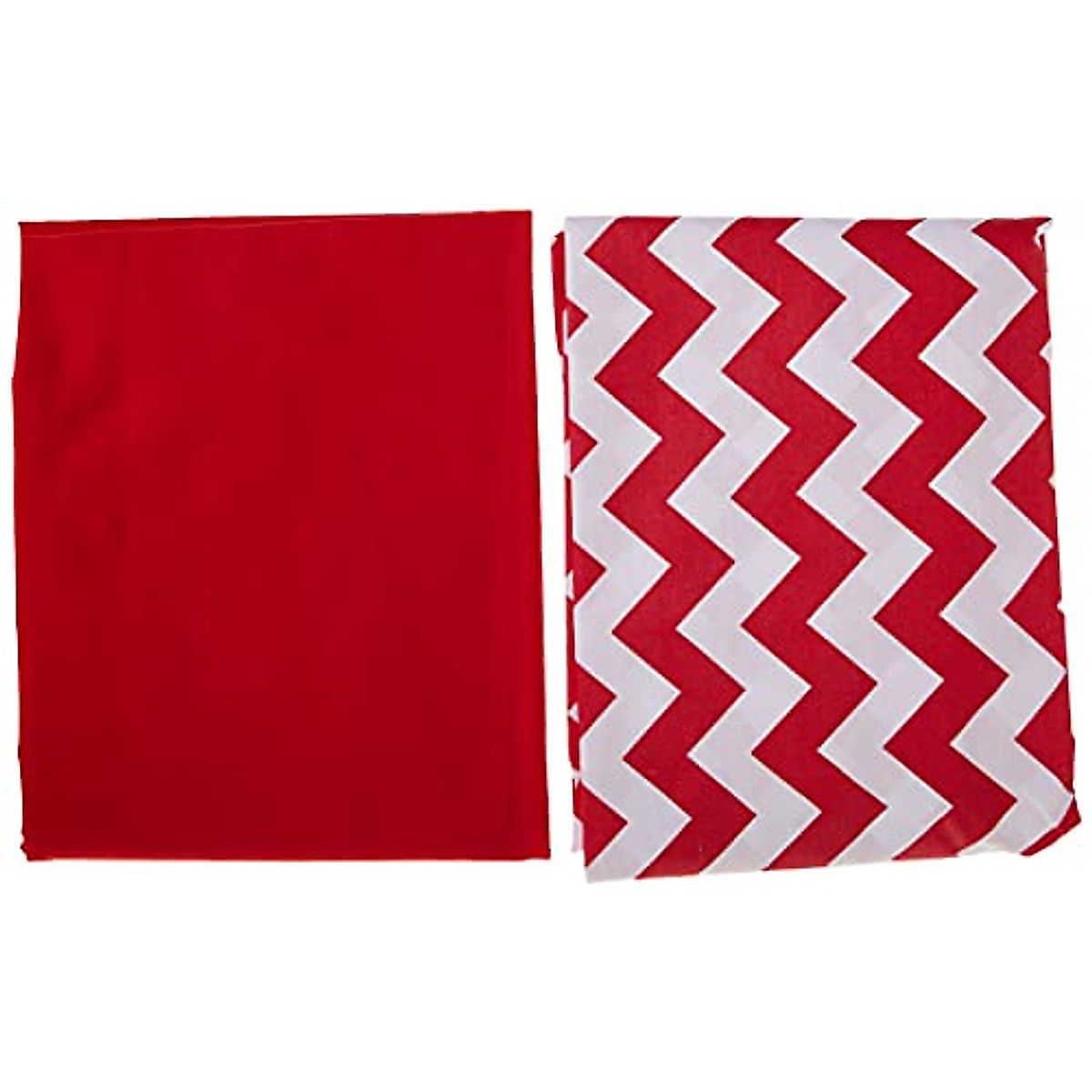 Baby Doll Bedding Chevron and Solid Color Fitted Crib/Toddler Bed Sheet Set, Red 2 Pk