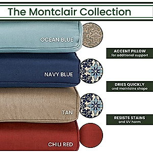 Hanover Montclair 9-Piece All-Weather Outdoor Patio Dining Set, 8 Swivel Rocker Chairs with Comfortable Seat and Lumbar Cushions, 84"x42" Stamped Rectangle Table, Umbrella, and Umbrella Base