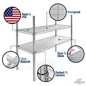 Shelf Liners for Wire Shelf System - Set of 5 in Graphite - 14 x 30 inch - Plastic Wire Shelving Shelf Mats