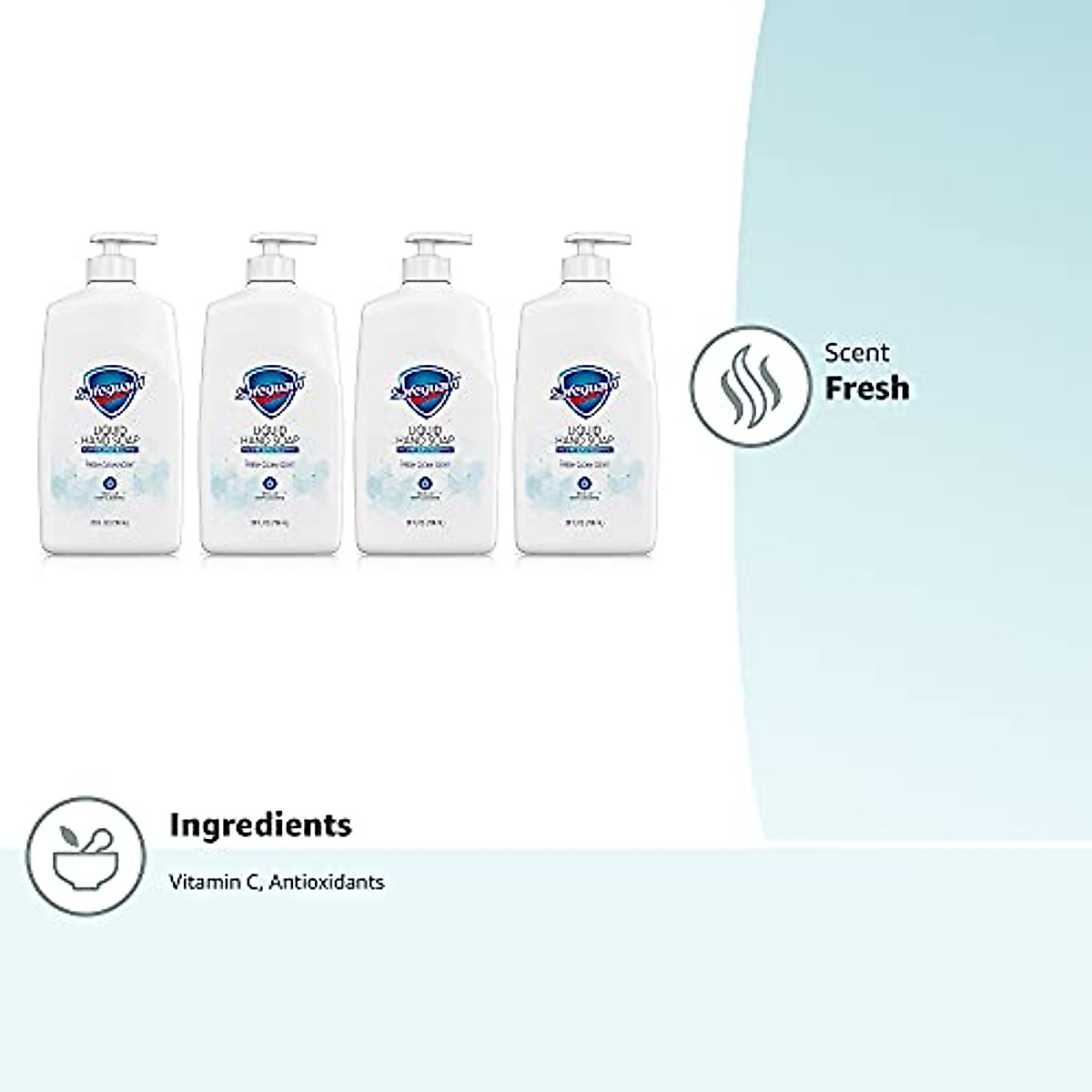 Safeguard Liquid Hand Soap, Washes Away Bacteria, Micellar Deep Cleansing, Fresh Clean Scent, 25 Oz (Pack of 4)