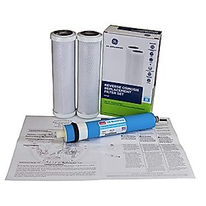 Genuine GE FX12P and GE TFM-24 or FX12M Replacement Filter Combo Pack for GE Model GXRM10RBL Reverse Osmosis RO Water System with Retail Box