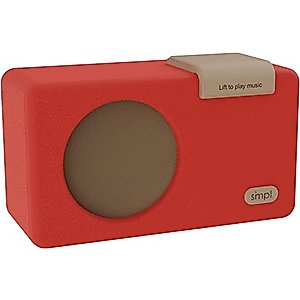 SMPL One-Touch Music Player, Audiobooks + MP3, Quality-Sound, Durable Wooden Encloser with Retro Look, 4GB USB with 40 Nostalgic Hits Included, Live Technical Support (Red, Music Player)