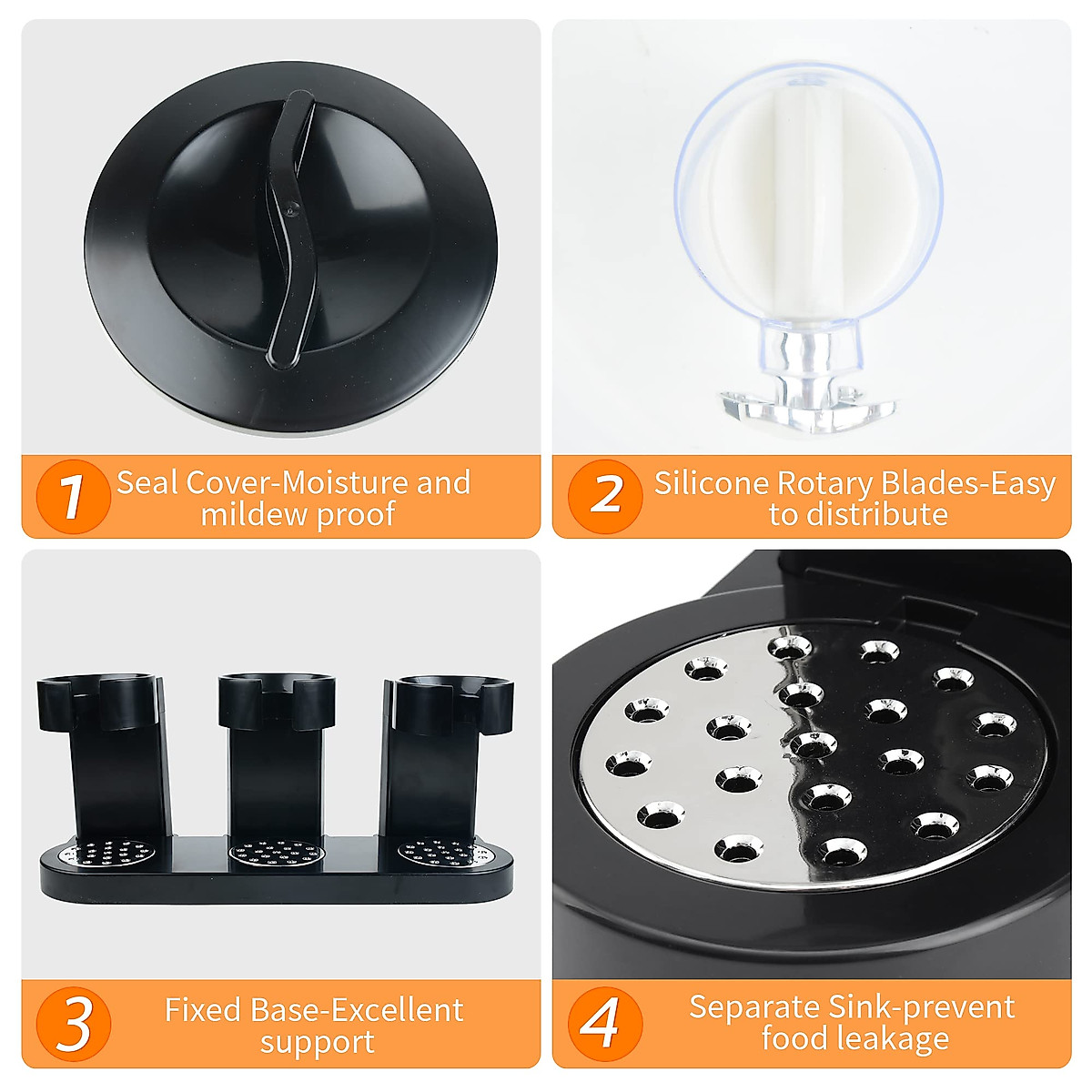 Sishynio Cereal Dispenser for Countertop, Dry Food Dispenser 2L Capacity, Triple Compartment, Airtight Food Storage Container for Rice, Cereal, Nuts