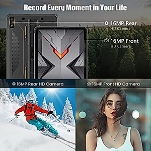 HOTWAV R5 Rugged Tablet 10.1 Inch, 15600mAh Battery Tablet 4GB + 64GB (1TB Expandable) Octa-Core, 16MP+16MP Camera Outdoor Tablet Android 12 Ip68 Waterproof Dual SIM 4G LTE/5G WiFi/Face ID/GPS/OTG