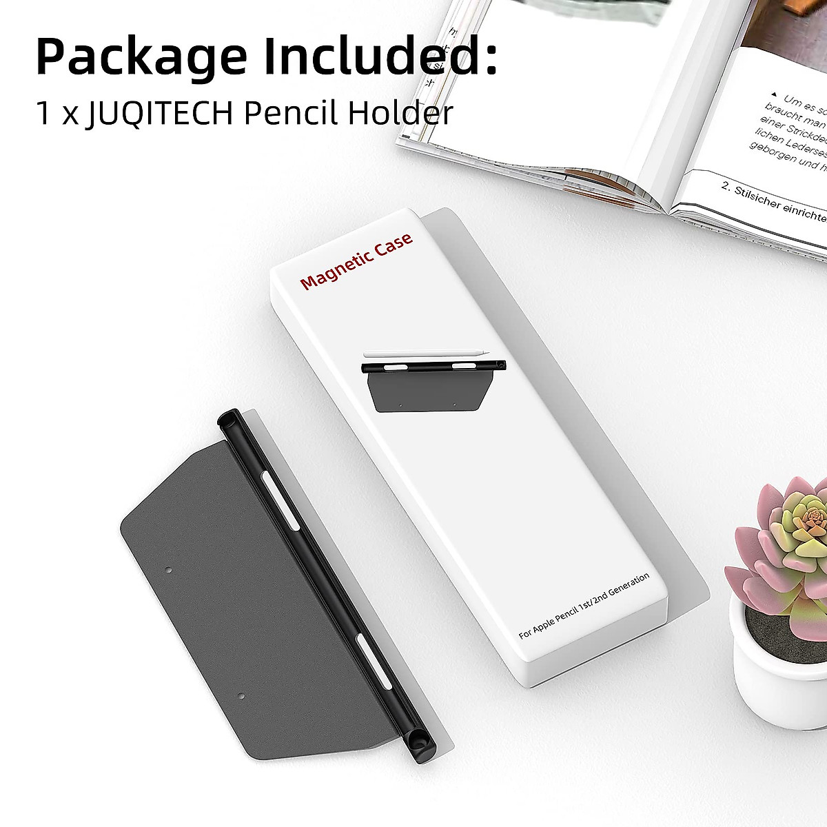 JUQITECH Pencil Holder for Apple Pencil Holder Compatible with Magic Keyboard, Smart Keyboard Folio, Smart Folio and Other Magnetic Cases, Slot Case for Apple Pencil 1st/2nd Generation (Black)