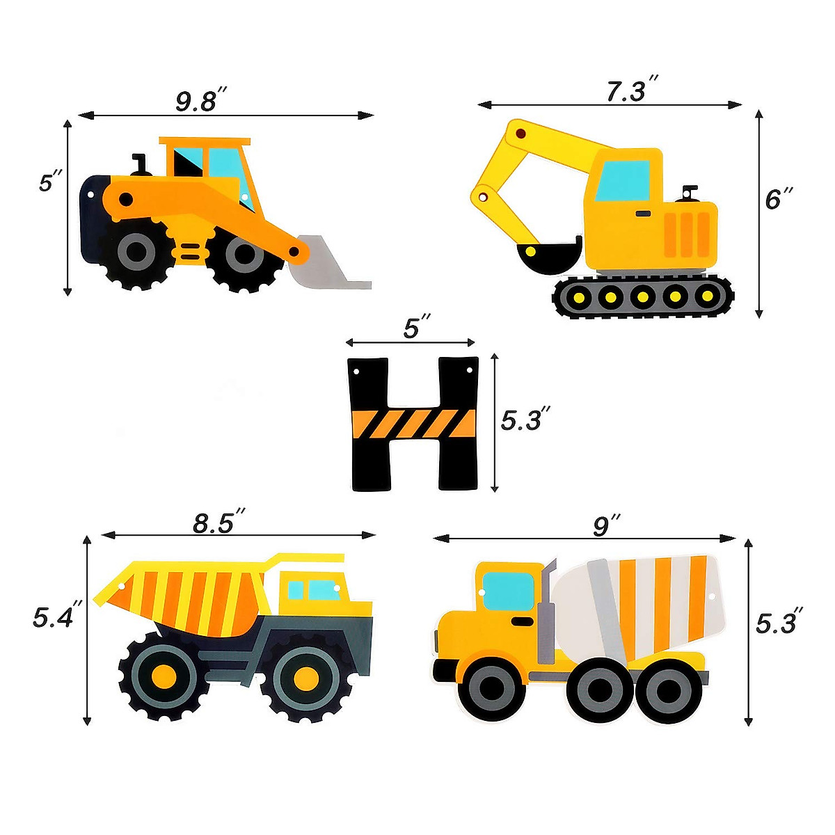 Construction Birthday Banner Dump Truck Party Decorations Pre-Assembled Builder Bulldozer Excavator Tank Truck Garland Supplies