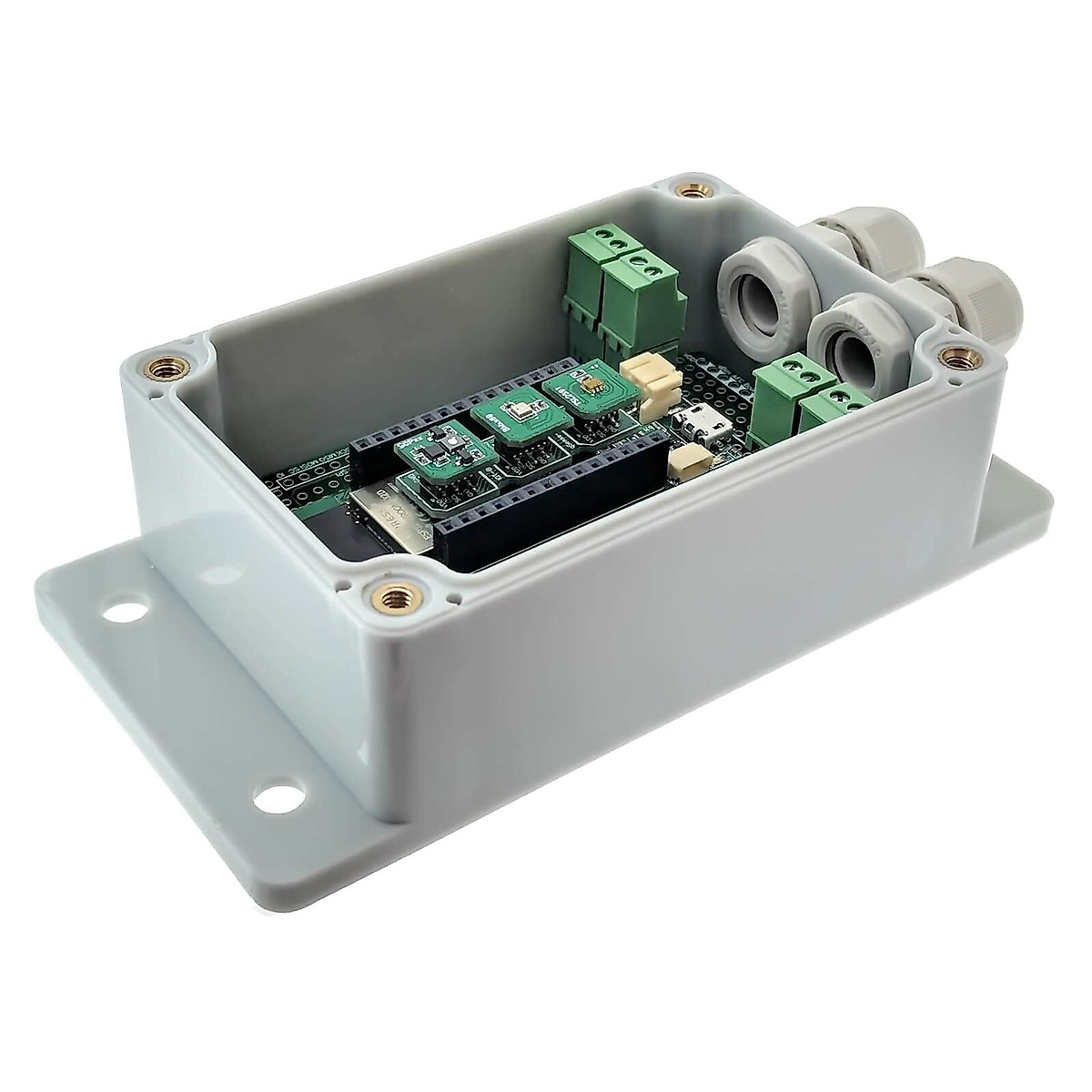 qBox AMC DIY IOT Enclosure Kit (One SMA), IOT Enclosure for Arduino MKR ESP32 Cellular LoRa WiFi Board, Waterproof IP65 Enclosure with Glands, prototyping PCB, connectors Set and SMA