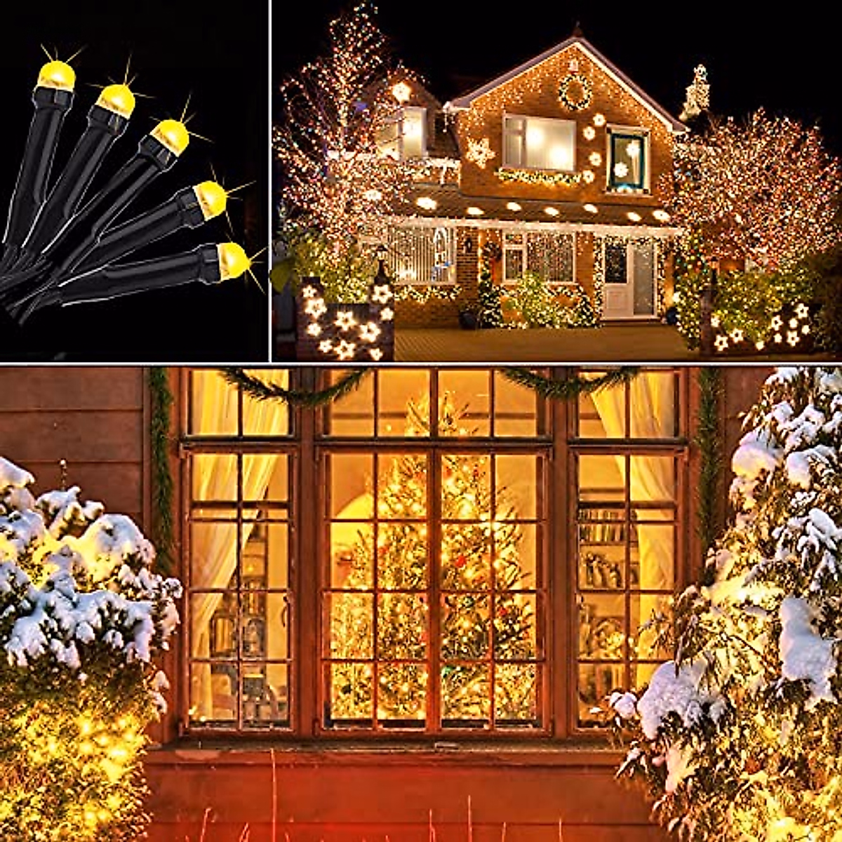 Toodour Solar Christmas Lights, 121ft 350 LED 8 Modes Solar String Lights, Waterproof Solar Outdoor Christmas Lights for Garden, Patio, Holiday, Party, Balcony, Christmas Decorations (Warm White)