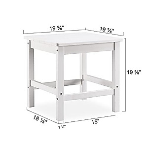 Psilvam Oversized Outdoor Side Table, 19.68" Poly Lumber Adirondack Side Table, Weather Resistant Patio Side Table for Poolside, Garden and Front Porch (White)