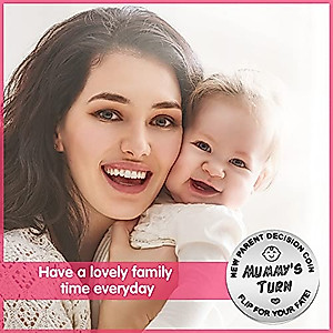 Decision Making Coin New Parents Gifts Pregnancy Gifts New Baby Gifts for Parent Mom Dad Decision Coin for Women Men Pregnancy for First Time Mummy Daddy to Be Christmas Birthday Gift (Silver)
