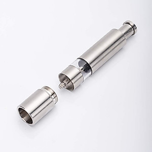 MINI Stainless-Steel One-Handed Thumb Push Button Salt and Pepper Grinder For Black Pepper Or Himalayan Salt(One pack)