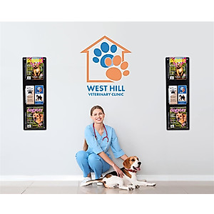 Displays2go Tiered Magazine Holder for Wall, 3-6 Adjustable Pockets, Frameless Acrylic - Black (2RP3BLK)