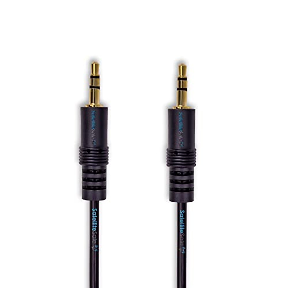 SatelliteSale Auxiliary 3.5mm Audio Jack Male to Male Digital Stereo Aux Cable Universal Wire PVC Black Cord 15 feet