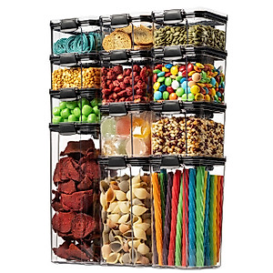 12 Pack Airtight Food Storage Container Set - Kitchen & Pantry Organization Containers - BPA Free Clear Plastic Kitchen and Pantry Organization Containers