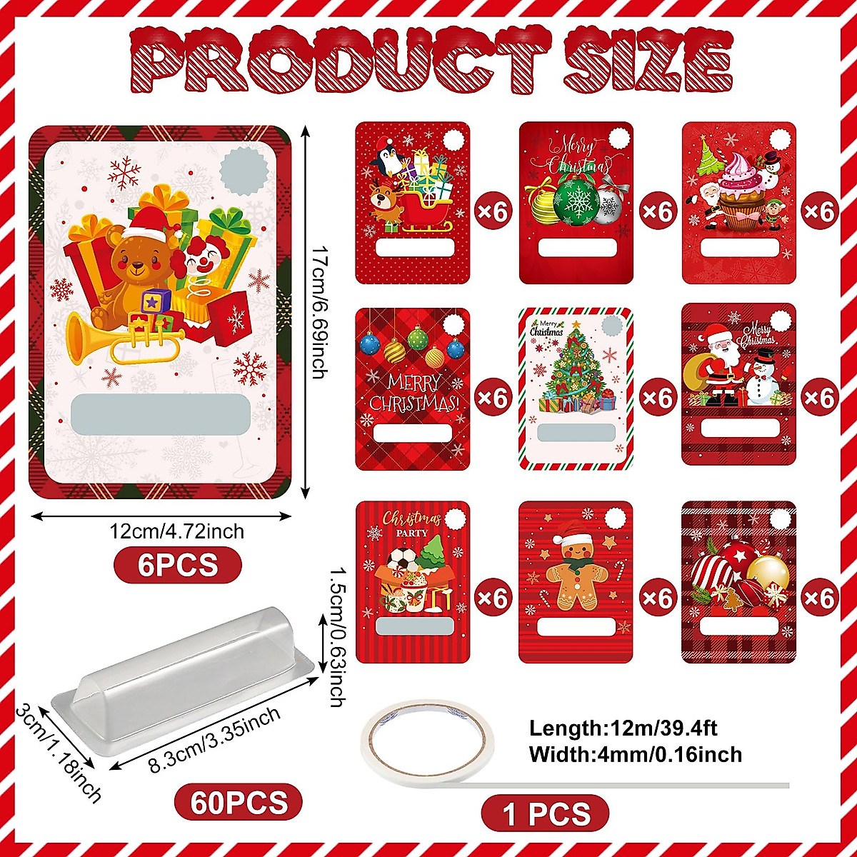 Clysee 60 Pcs Christmas Money Holder for Cash Bulk Christmas Money Holder Ornaments Holiday Gifting Money Holder with Cover Funny Xmas Cash Gift Ideas for Xmas Tree Hanging Decoration