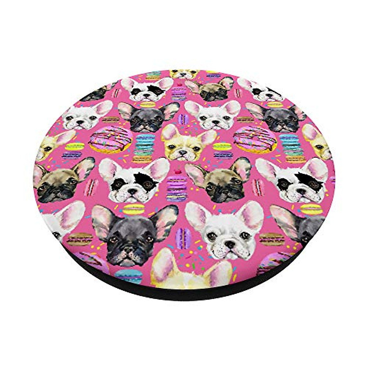 Pink Frenchie French Bulldog Dog Pattern Print Doggie PopSockets PopGrip: Swappable Grip for Phones & Tablets