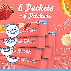 Crystal Light Sugar-Free Strawberry Orange Banana Low Calories Powdered Drink Mix, 72 Count Pitcher Packets