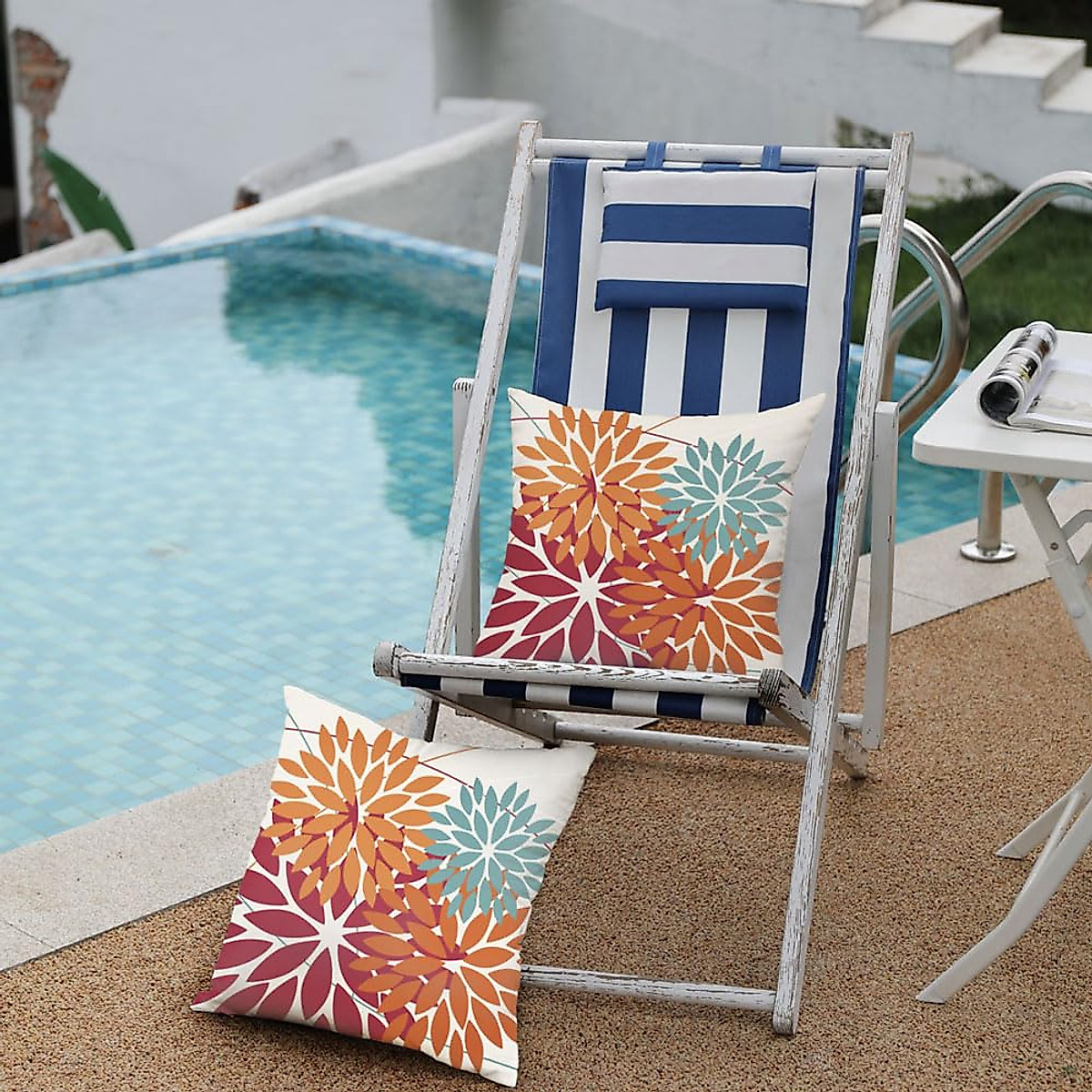 DFXSZ Outdoor Throw Pillow Covers 18x18 Inch Set of 2 Waterproof Spring Summer Geometric Elegant Burnt Orange Outdoor Pillow Covers for Patio Funiture Garden Couch 168D18