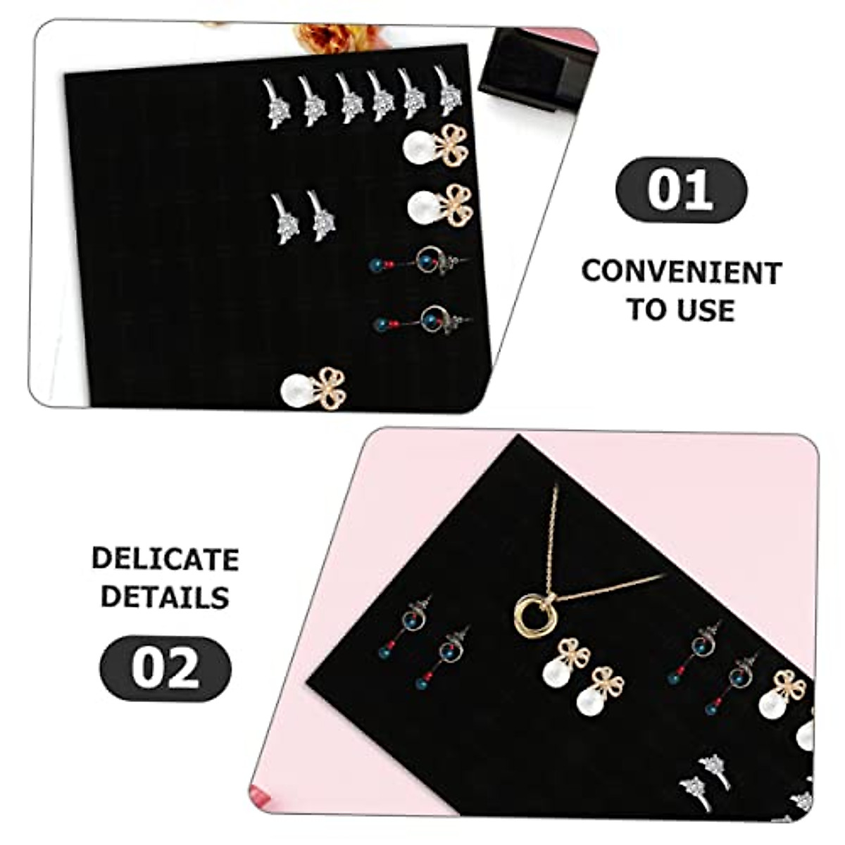 Cabilock Velvet 2pcs Box jewelry box pad dresser organization sponge tray Ear display pad Jewelry display pad hoop ear foam insert jewelry organizer inserts ear sponge holder foams pad