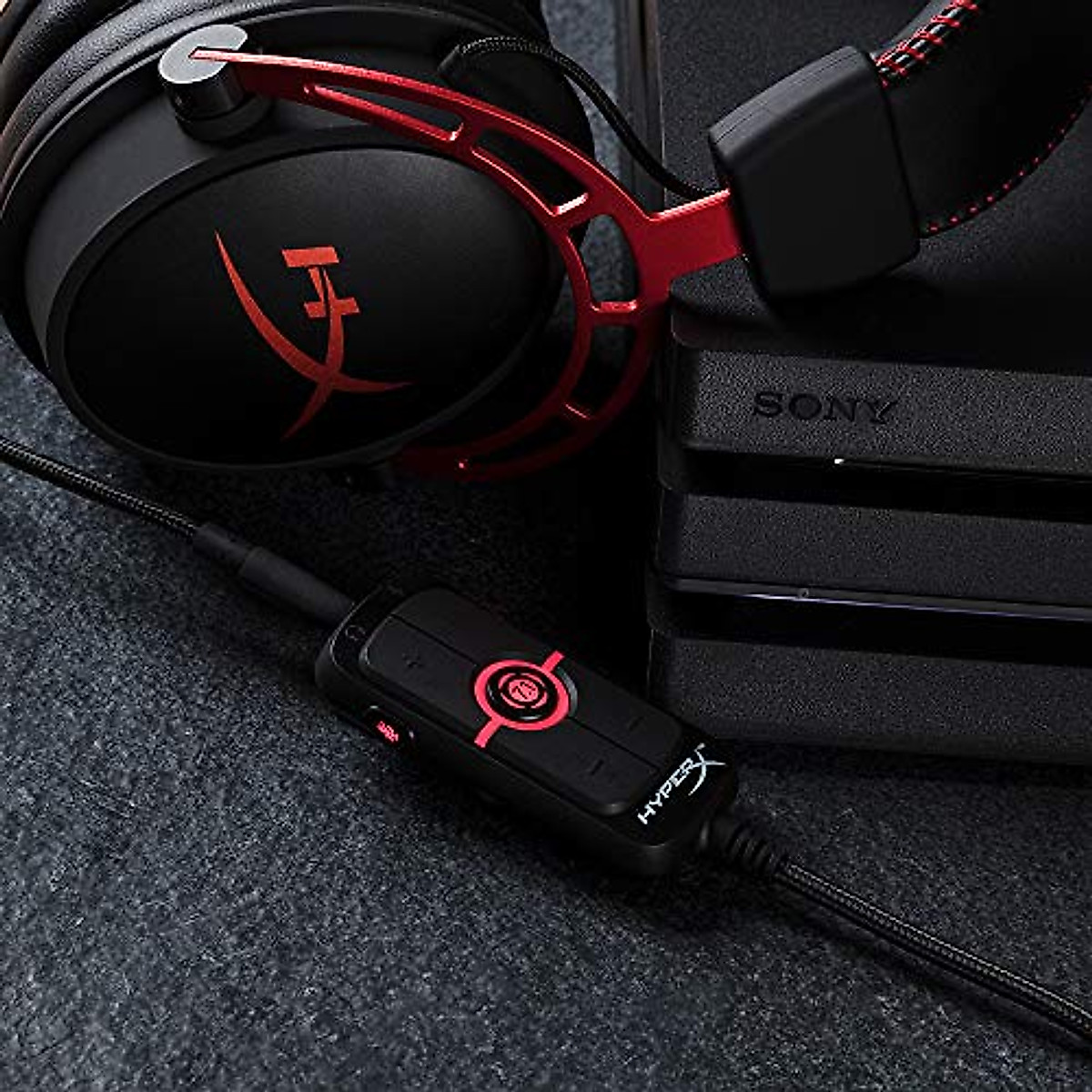 HyperX Amp USB Sound Card - Virtual 7.1 Surround Sound - Works with PC/PS4 - Plug and Play Audio Upgrade for Stereo Headsets (HX-USCCAMSS-BK)