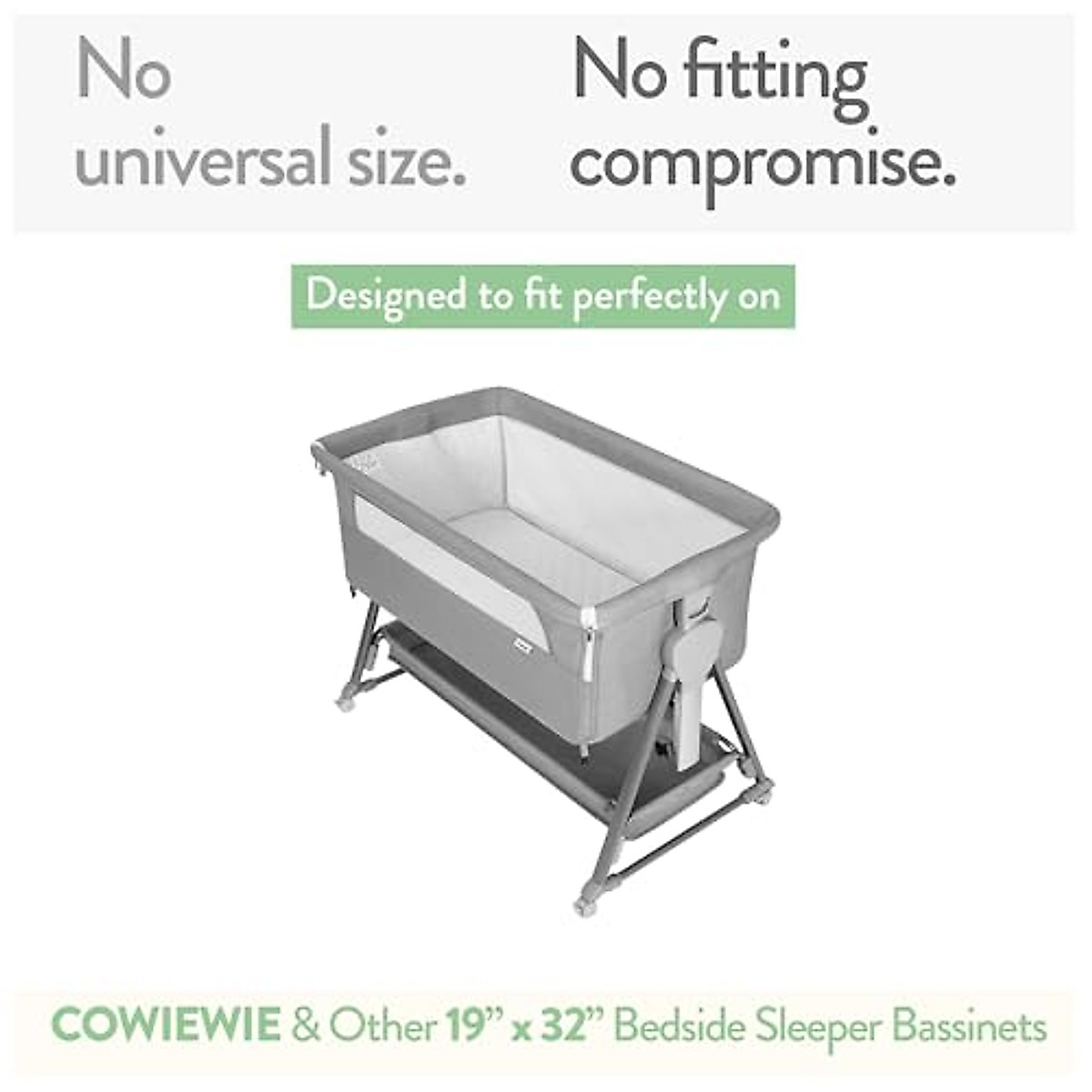 Joey + Joan Bassinet Fitted Sheets 19" x 32" for Cowiewie Bedside Sleeper Bassinet Mattress Pad – Snuggly Soft 100% Jersey Cotton – Dark Grey