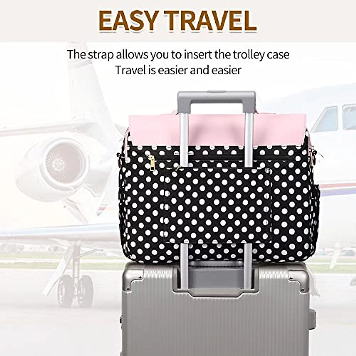 SHENHU Women's Laptop Bag,15.6 Inch Computer Briefcase Lightweight Cute Girls Messenger Bag Shoulder Carry Work Bag Ladies Office Travel Bag School Pink Dot