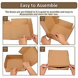 Moretoes Bakery Boxes, 8x8x3 Inch Bakery Containers Brown Kraft Paper for Cupcake, Cookies and Baked Goods Set of 15