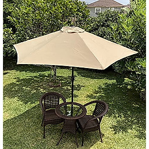 BELLRINO DECOR Replacement STRONG & THICK Umbrella Canopy for 9ft 6 Ribs (Canopy Only) (LIGHT COFFEE)