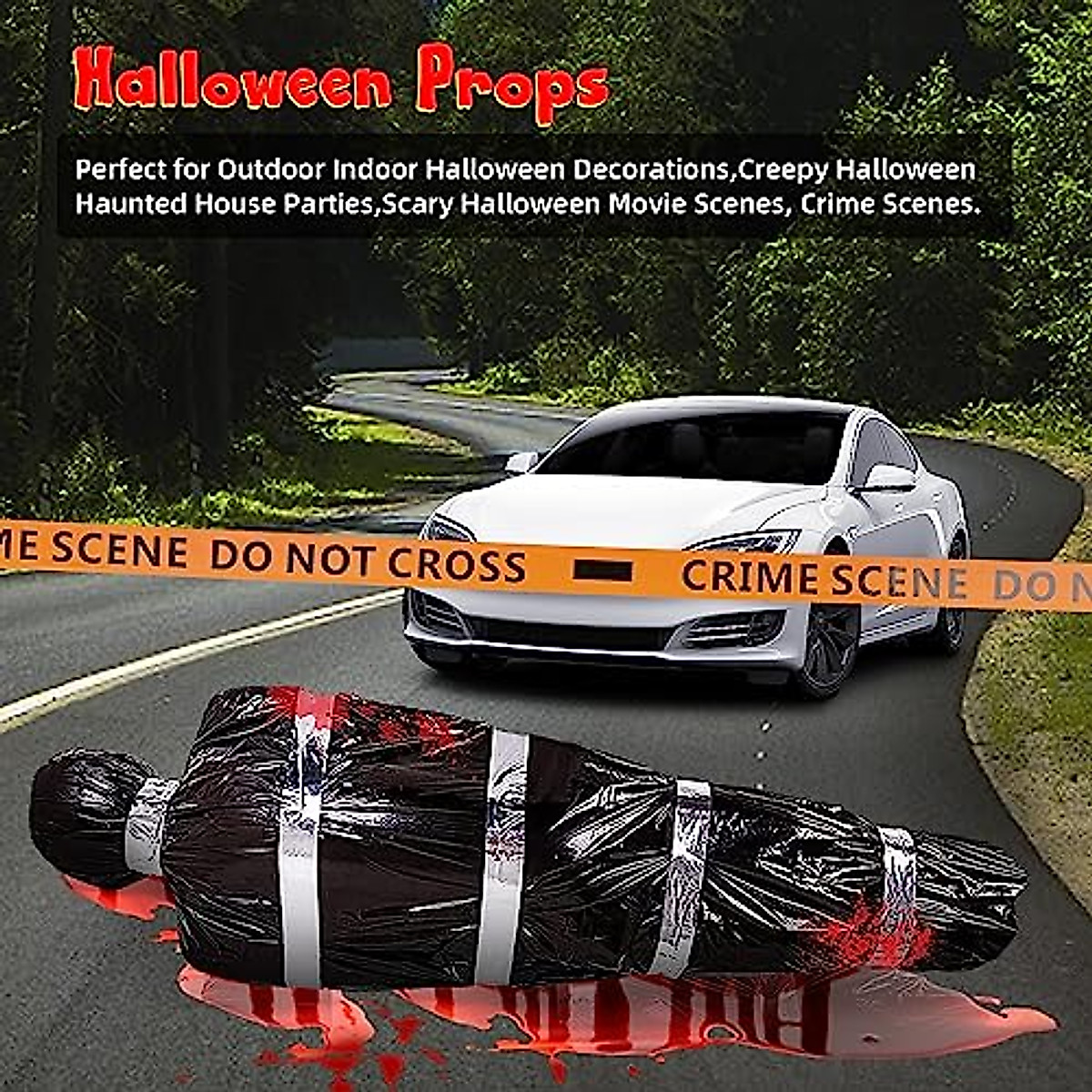 Halloween Decorations Hanging Corpse Dead Victim Prop 6 Pcs Set Includes Air Pump and Caution Tape,Creepy Halloween Inflatables Yard Decorations,Scary Halloween Decor Clearance Prop for Haunted House.