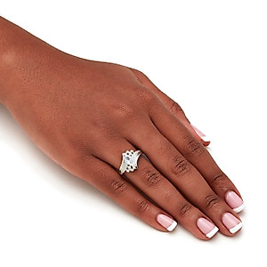 PalmBeach 14K Yellow Gold Plated or .925 Sterling Silver or Silvertone Marquise Cut Cubic Zirconia Bypass Engagement Ring Size 7